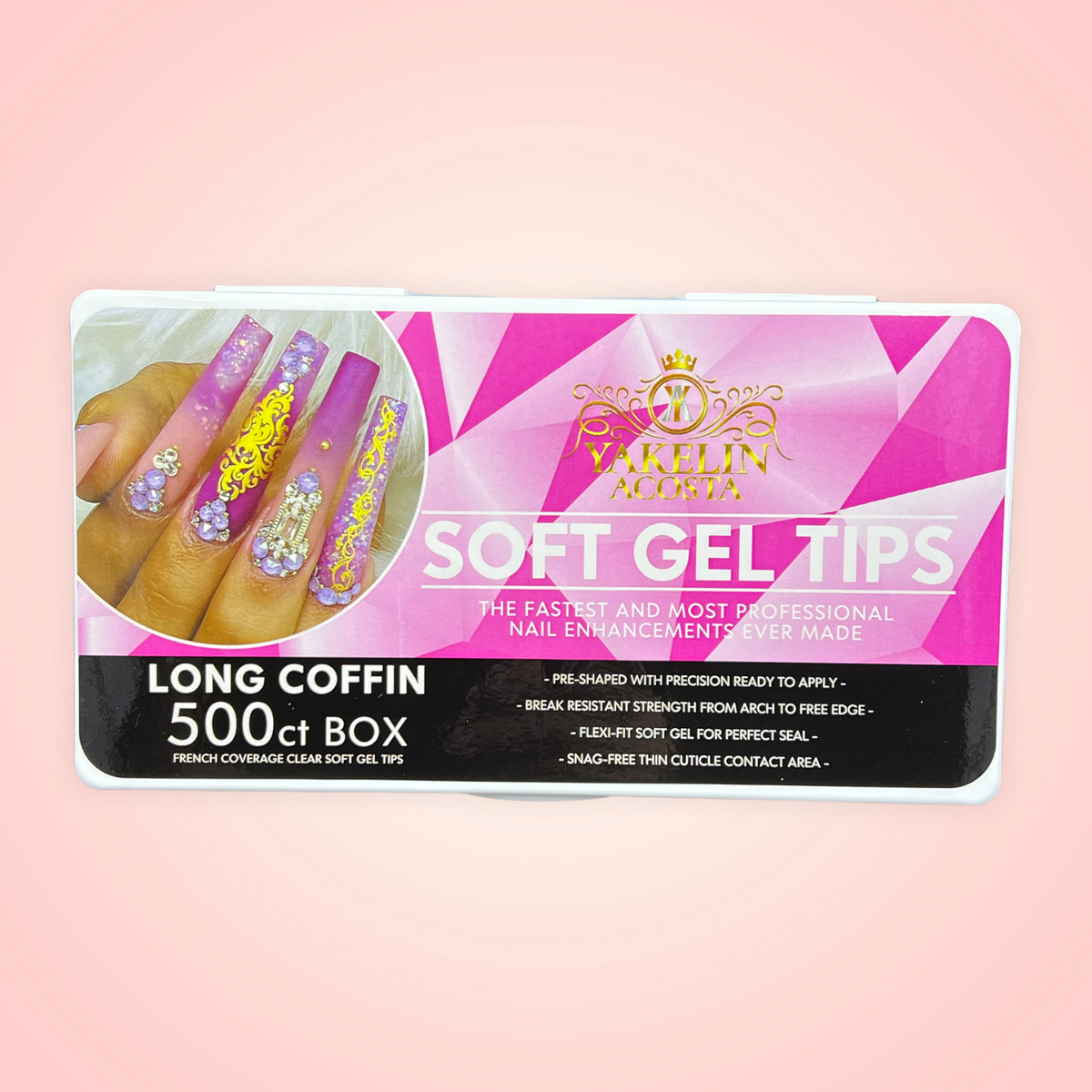 Soft gel tips long coffin 500 pcs – Yakelin Acosta